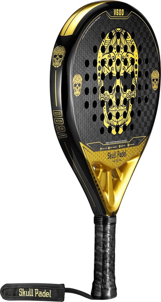 Skull Padel V600 Goud Skull - Padel Racket - Goud Zwart - Hybrid - 12K ...